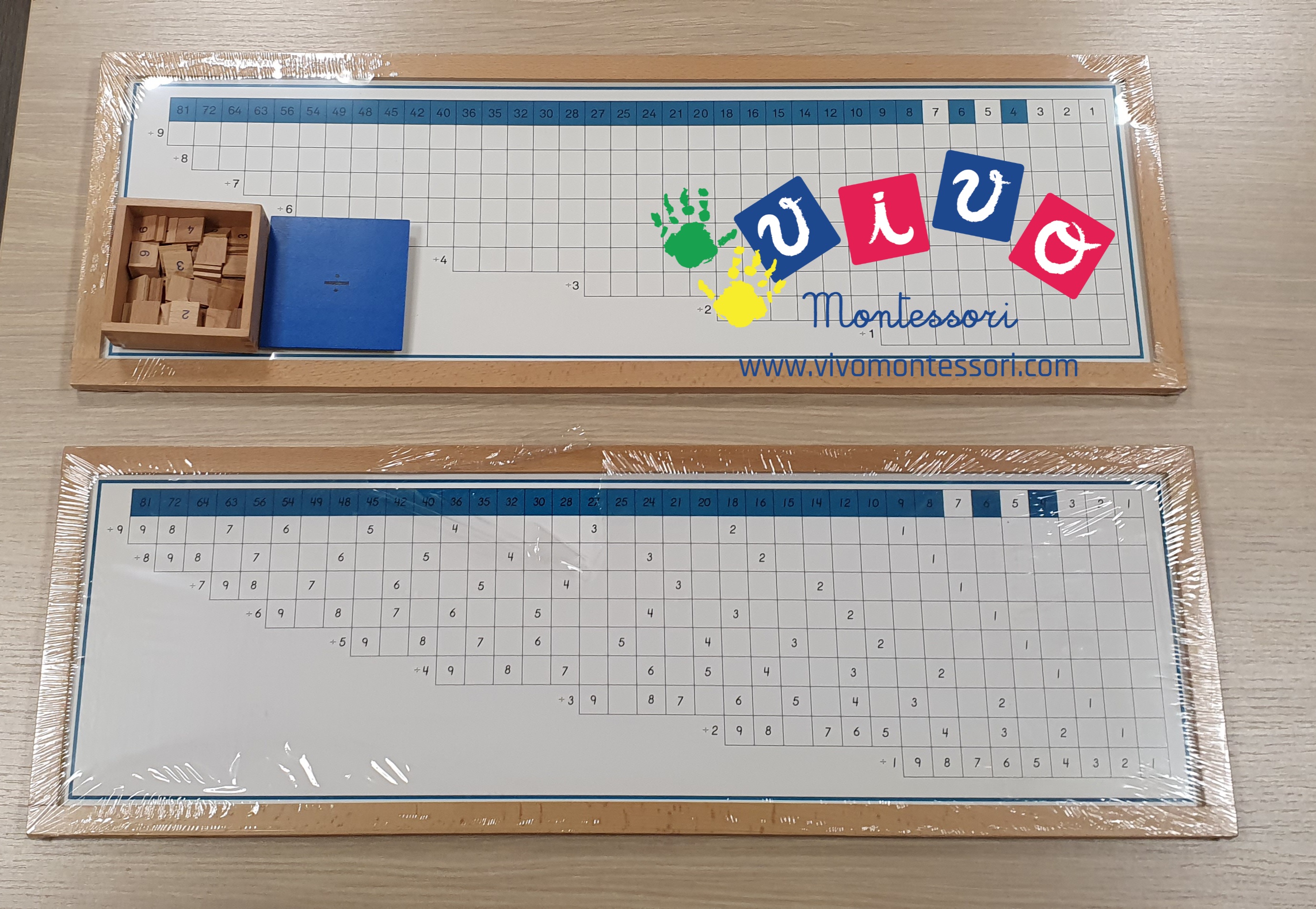 Tavole di memorizzazione della divisione Montessori | Vivo Montessori